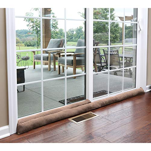 HOME DISTRICT Sliding Door Draft Stopper - Glass Door Draft Blocker, Patio Under Door Draft Stopper, Door Air Blocker Draft Dodger 69 1/2" L - Light Brown