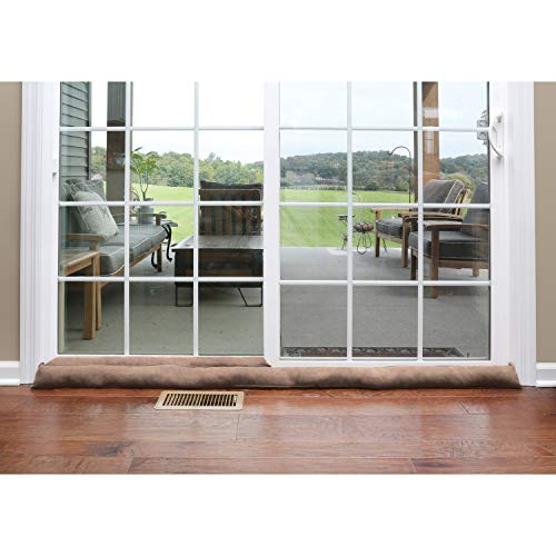 HOME DISTRICT Sliding Door Draft Stopper - Glass Door Draft Blocker, Patio Under Door Draft Stopper, Door Air Blocker Draft Dodger 69 1/2" L - Light Brown