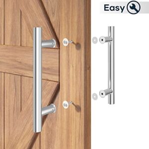 EaseLife 12" Stainless Steel Double Sided Push Pull Door Handle,H Shape Sliding Door Handle,Brushed,Fit for Glass Door Wooden Door