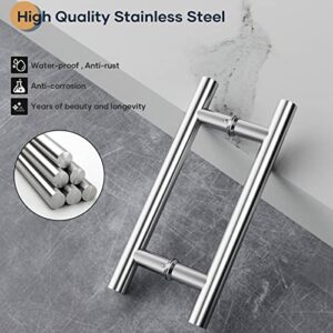 EaseLife 12" Stainless Steel Double Sided Push Pull Door Handle,H Shape Sliding Door Handle,Brushed,Fit for Glass Door Wooden Door