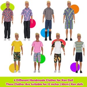 EuTengHao 25Pcs Doll Clothes and Accessories for 12 Inch Boy Dolls Includes 16 Different Wear Clothes Shirt Jeans Pants Shoes for 12'' Boyfriend Doll with Dog,2 Tennis Racket,Violin and Surfboard