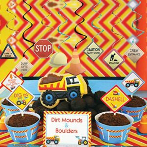 30Ct Construction Signs Hanging Swirl Decorations - Dig Zone Stop Crew Entrance Safety First Dump Gifts Here Helmet Roadblock Construction