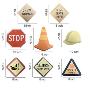 30Ct Construction Signs Hanging Swirl Decorations - Dig Zone Stop Crew Entrance Safety First Dump Gifts Here Helmet Roadblock Construction