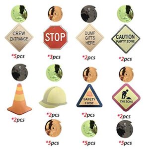 30Ct Construction Signs Hanging Swirl Decorations - Dig Zone Stop Crew Entrance Safety First Dump Gifts Here Helmet Roadblock Construction