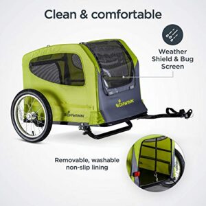 Schwinn Rascal Bike Pet Trailer, For Small and Large Dogs, Large (Up to 100lbs), Green