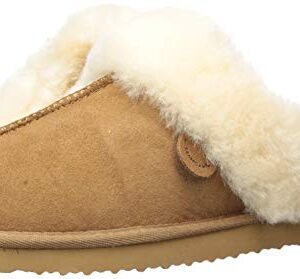 Dearfoams Women's Fireside Sydney Indoor/Outdoor Water Resistant Genuine Shearling Scuff Slipper, Wide Widths