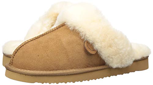 Dearfoams Women's Fireside Sydney Indoor/Outdoor Water Resistant Genuine Shearling Scuff Slipper, Wide Widths