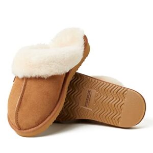 Dearfoams Women's Fireside Sydney Indoor/Outdoor Water Resistant Genuine Shearling Scuff Slipper, Wide Widths