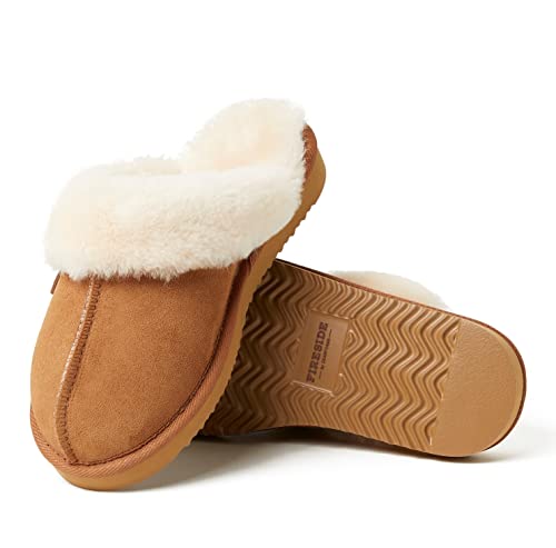 Dearfoams Women's Fireside Sydney Indoor/Outdoor Water Resistant Genuine Shearling Scuff Slipper, Wide Widths