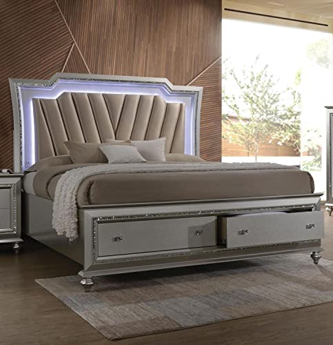 ACME Kaitlyn California King Bed - - PU & Champagne