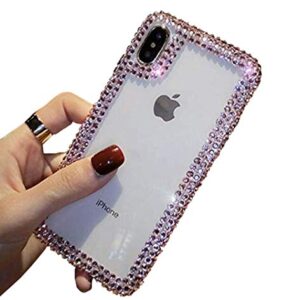 Jesiya for iPhone 8 Plus/iPhone 7 Plus Case 3D Glitter Sparkle Bling Case Luxury Shiny Crystal Rhinestone Diamond Bumper Clear Protective Case Cover for iPhone 8 Plus/iPhone 7 Plus Pink