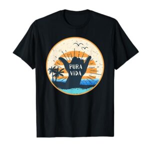 Pura Vida Costa Rica Shaka Sign Surfing Surfer Gift T-Shirt