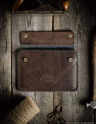 iPad Pro 12.9 inch leather case | Wood Brown, iPad Pro 11 cover, 10.2 inch sleeve, 100% wool felt, pencil holder handmade Crazy Horse leather tablet bag, NEW 2020 iPad Air 10.9 inch, Crazy Horse Craft