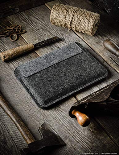 iPad Pro 12.9 inch leather case | Wood Brown, iPad Pro 11 cover, 10.2 inch sleeve, 100% wool felt, pencil holder handmade Crazy Horse leather tablet bag, NEW 2020 iPad Air 10.9 inch, Crazy Horse Craft