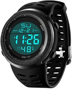 lymfhch men's digital watch, sports waterproof military watches for men led casual stopwatch alarm tactical army watch