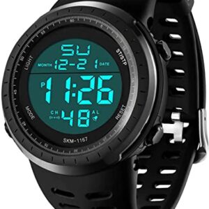 LYMFHCH Men's Digital Watch, Sports Waterproof Military Watches for Men LED Casual Stopwatch Alarm Tactical Army Watch