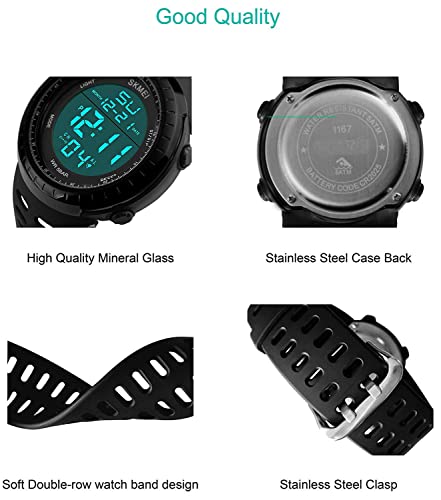 LYMFHCH Men's Digital Watch, Sports Waterproof Military Watches for Men LED Casual Stopwatch Alarm Tactical Army Watch