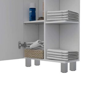 TUHOME Urano Linen Storage Cabinet Organizer with Swinging Hinge Door and 9 Shelves for Bathroom Bedroom Kitchen or Garage, White