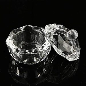 mollensiuer 2Pcs Clear Nail Art Acrylic Liquid Powder Dappen Dish Bowl Glass Crystal Cup Glassware with Lid for Nail Art Manicure Care Tools