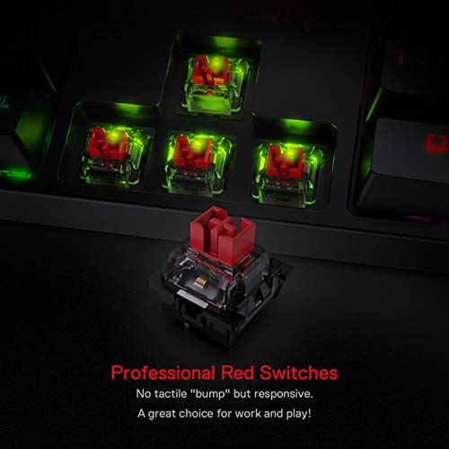 Redragon K582 SURARA RGB LED Backlit Mechanical Gaming Keyboard with 104 Keys-Linear and Quiet-Red Switches