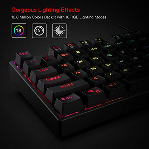 Redragon K582 SURARA RGB LED Backlit Mechanical Gaming Keyboard with 104 Keys-Linear and Quiet-Red Switches