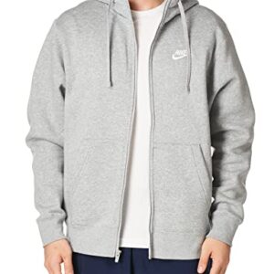 Nike Men's Sportswear Club Fleece Full Zip Hoodie, Fleece Zip-Up Hoodie Men, Dark Grey Heather/Mattelic Silver/White, XL