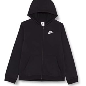 Nike Boy's NSW Club Full Zip Hoodie, Black/Black/White, X-Large