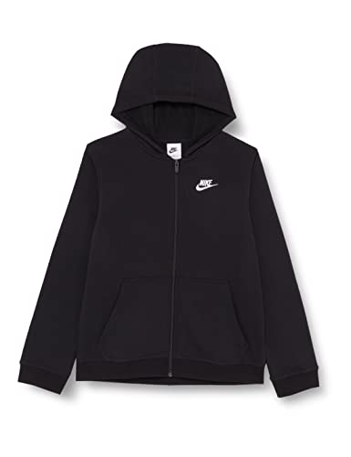 Nike Boy's NSW Club Full Zip Hoodie, Black/Black/White, X-Large