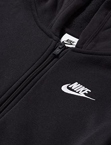 Nike Boy's NSW Club Full Zip Hoodie, Black/Black/White, X-Large