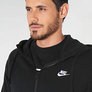 Nike Men's Sportswear Club Fleece Full Zip Hoodie, Fleece Zip-Up Hoodie Men, Black/Black/White, XL