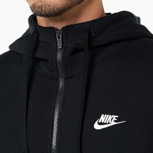 Nike Men's Sportswear Club Fleece Full Zip Hoodie, Fleece Zip-Up Hoodie Men, Black/Black/White, XL