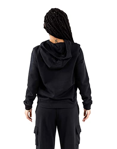 Nike Women's NSW Fleece Hoodie Full Zip Varsity, Black/Black/White, Large