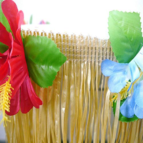 JEKANEL Table Grass Skirt for Hawaiian Hula Luau Party Decoration Table Decor Supplies(9ft) (Festucine)