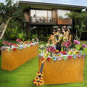 JEKANEL Table Grass Skirt for Hawaiian Hula Luau Party Decoration Table Decor Supplies(9ft) (Festucine)