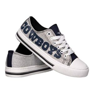 foco dallas cowboys nfl womens glitter low top canvas shoes - 9