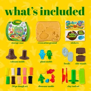 Toyvelt Play Dough Dinosaur Theme Modeling Clay - Set Incl 30 Packs of Clay Dough, Dinosaur, Volcano, Fossil Molds, Tools and Storage Case - Safe & Non Toxic for Boys and Girls Age 3-12 Years Old