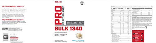 GNC Pro Performance Bulk 1340 - Vanilla Ice Cream, 9 Servings, Supports Muscle Energy, Recovery and Growth