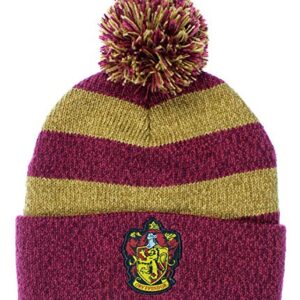 Harry Potter Hogwarts Houses Knit Gryffindor Scarf & Pom Beanie Set (Gyffindor)