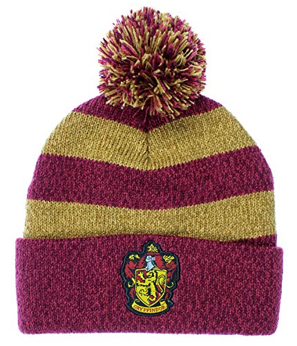 Harry Potter Hogwarts Houses Knit Gryffindor Scarf & Pom Beanie Set (Gyffindor)