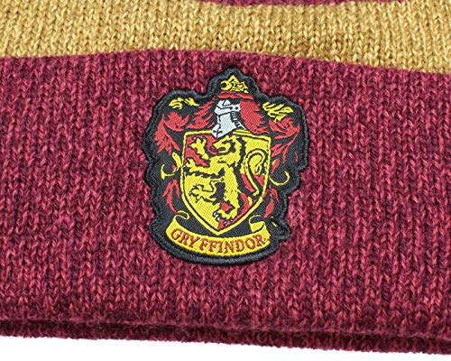 Harry Potter Hogwarts Houses Knit Gryffindor Scarf & Pom Beanie Set (Gyffindor)