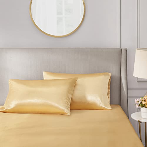 Madison Park Essentials Satin Luxury Wrinkle-Free High-Luster and Silk King Gold 2