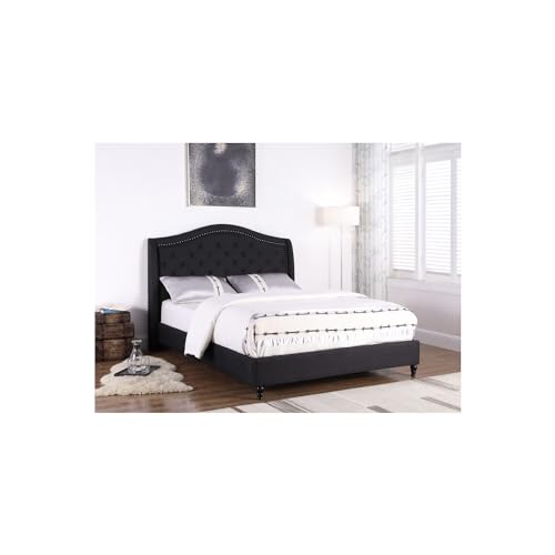 Best Master Furniture Sophie Upholstered Tufted Platform Bed, Black Cal. King California