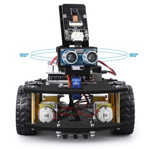 ELEGOO UNO R3 Project Smart Robot Car Kit V4 with UNO R3, Line Tracking Module, Ultrasonic Sensor, IR Remote Control etc. Intelligent and Educational Toy Robotic Kit for Arduino Learner