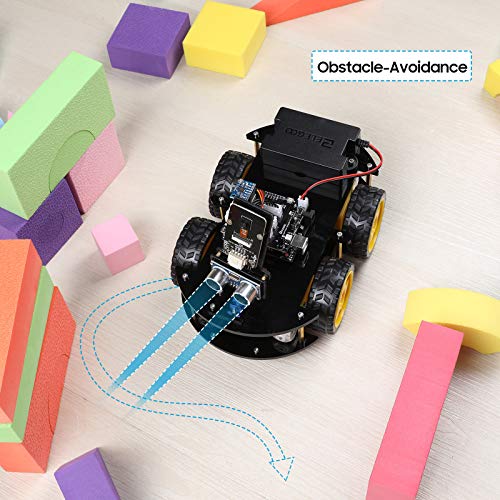 ELEGOO UNO R3 Project Smart Robot Car Kit V4 with UNO R3, Line Tracking Module, Ultrasonic Sensor, IR Remote Control etc. Intelligent and Educational Toy Robotic Kit for Arduino Learner