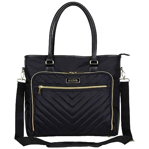 Kenneth Cole Reaction Chelsea Quilted Chevron 15" Laptop & Tablet Business Tote With Removeable Shoulder Strap, Black