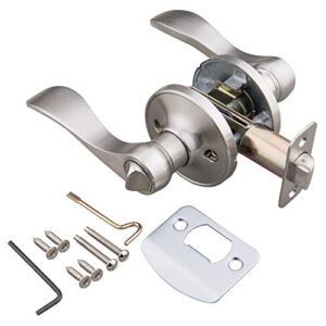 ez-flo 57855 reversible privacy wave lever door lockset, satin nickel