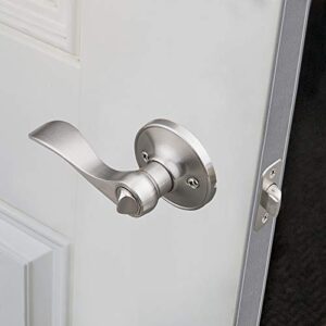 EZ-FLO 57855 Reversible Privacy Wave Lever Door Lockset, Satin Nickel