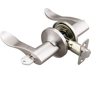 ez-flo 57854 reversible wave entry door lever lockset, satin nickel