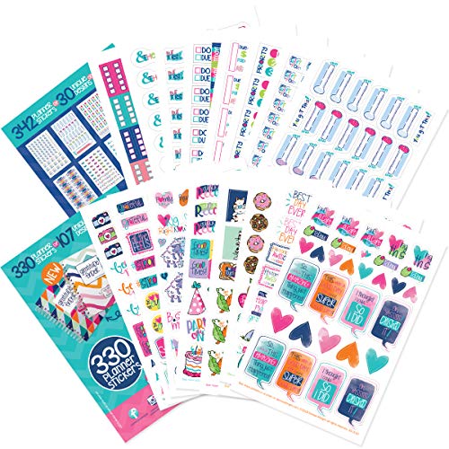 Best Planner Sticker Variety Bundle of 672 Stickers for Productivity, Priorities, Goal Setting, Checkboxes, Deadlines for Calendars and Daily Thankfulness & Gratitude Journals & Bullet