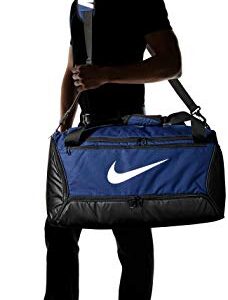 Nike Brasilia Training Medium Duffle Bag, Durable Bag for Women & Men with Adjustable Strap, Midnight Navy/Black/White